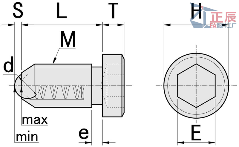 Spring Plungers with ball end and hex socket headed Steel or Stainless ...